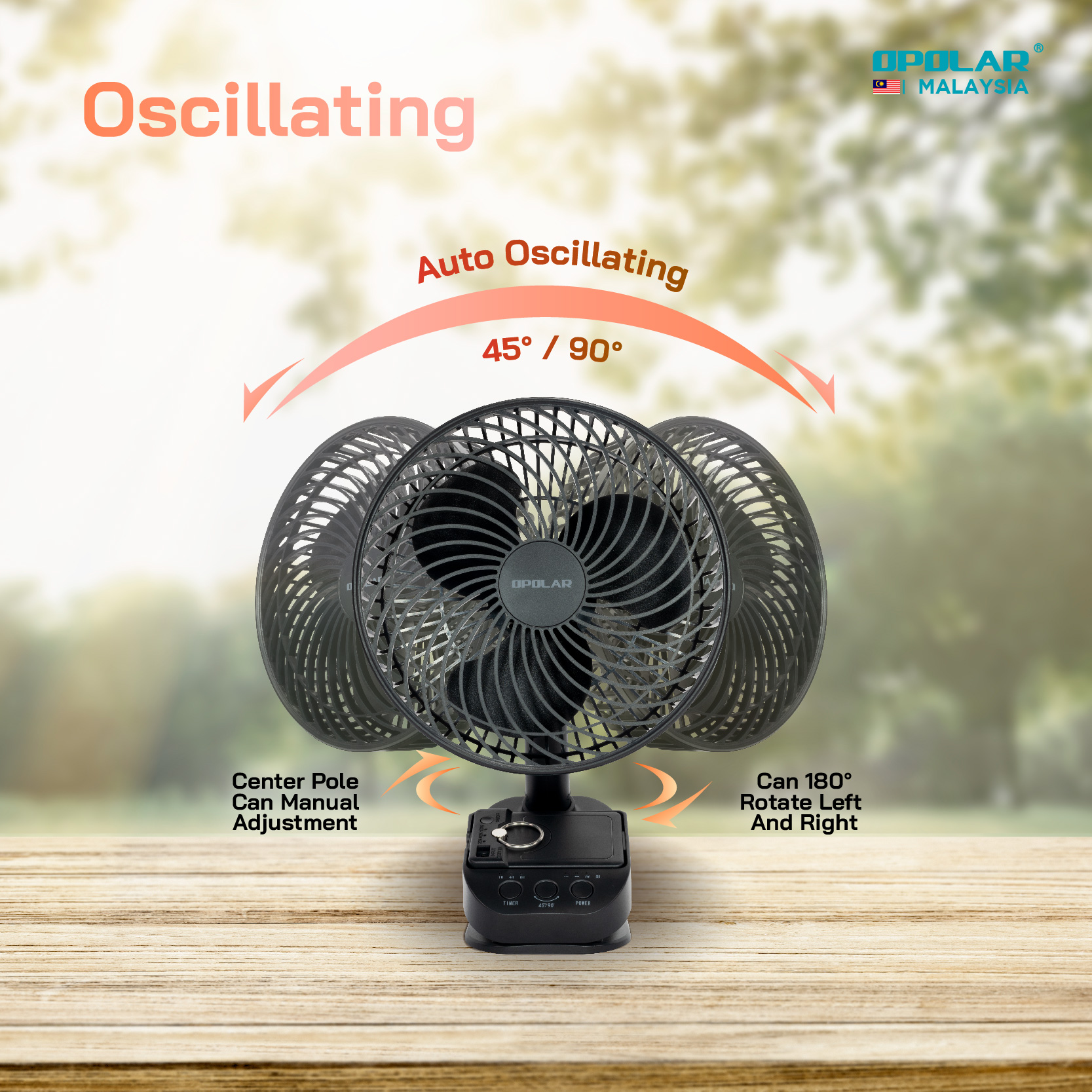 Opolar Oscillating & Rechargeable Camping Clip Fan with Hanging Hook 8 ...